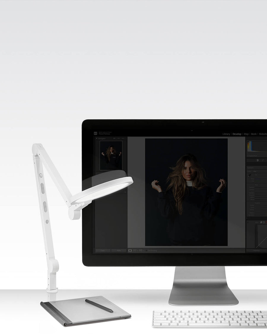 Edge Light 2.0 White LED Desk Lamp - Task & Video Stream Lighting