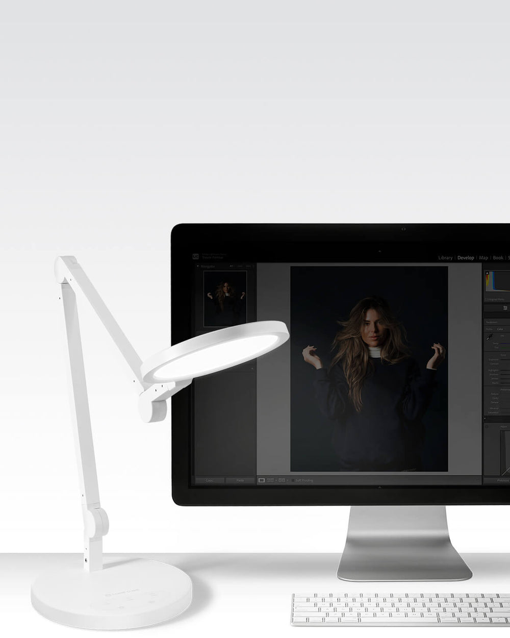 Edge Light 2.0 with Base - White LED Desk Lamp | Modern Adjustable LED ...