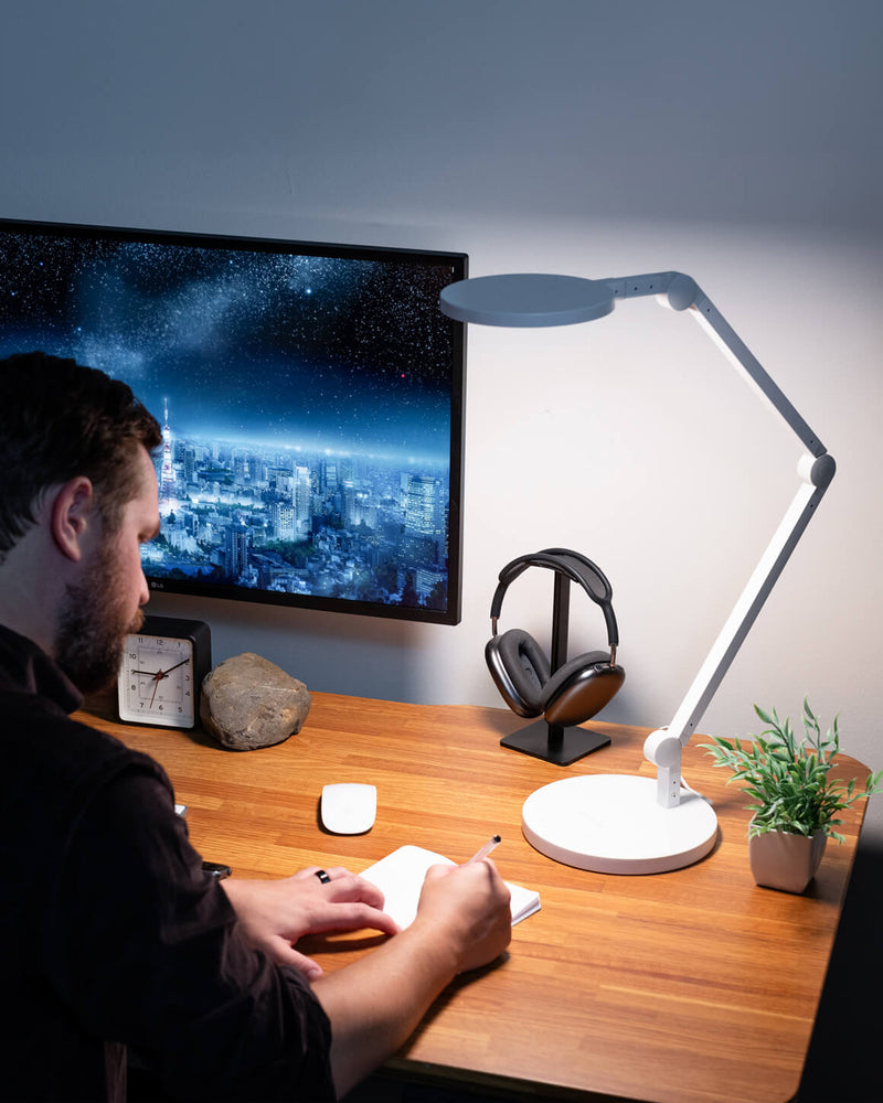 Edge Light 2.0 with Base - White LED Desk Lamp | Modern Adjustable LED ...